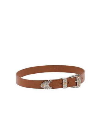 Pinko Ornate-Buckle Calf Leather Belt - Brown