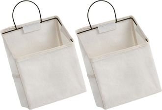 BESPORTBLE 2 St&uuml;ck Wand H&auml;ngender Organizer Aufbewahrungstasche aus Stoff Wei&szlig; T&uuml;r und Wandorganizer f&uuml;r Wohnzimmer Bad K&uuml;che Schlafzimmer Atmungsaktiv und Faltb