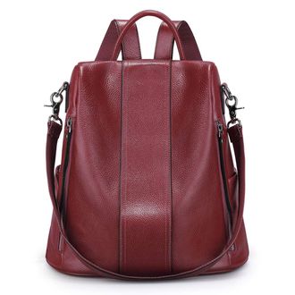 S-Zone Damen Rucksack Echtleder Weiches Wasserdicht Anti Diebstahl Mode Rucksackhandtasche Casual Schulrucksäcke für Arbeit Schule Reise
