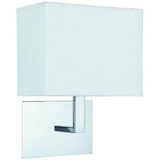 Searchlight Applique chrome, abat-jour rectangulaire blanc en tissu acier doux chrom&eacute;