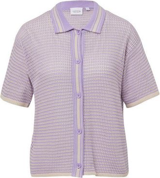 Comma Cardigan Strickjacke Luftiger Kurzarm-Cardigan mit Polokragen