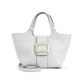 Roger Vivier Hobo Bags - Structured Grey Leather Handbag With Metal Buckle - Gr. unisize - in Wei&szlig; - f&uuml;r Damen