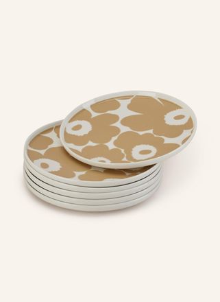 Marimekko 6er-Set Dessertteller Oiva/Unikko beige
