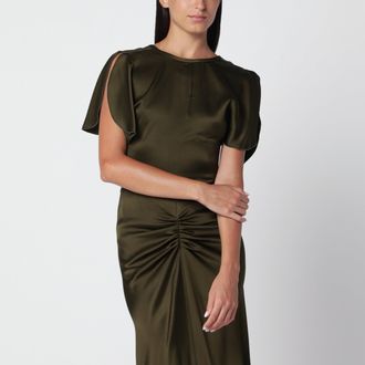 Victoria Beckham Bela gr&uuml;nes Cr&ecirc;pe-Satin-Top