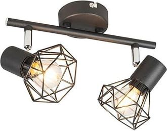 QAZQA mosh - Spot plafond, plafonnier - 2 lumi&egrave;re - L 34 mm - Noir - Moderne - &eacute;clairage int&eacute;rieur - Salon I Chambre I Cuisine I Salle &agrave; manger