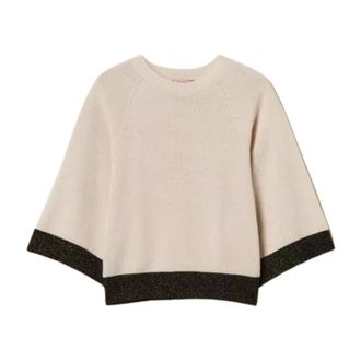 Twinset Femme, Pulls, Beige, Taille: 40 FR Pull Court Col Rond