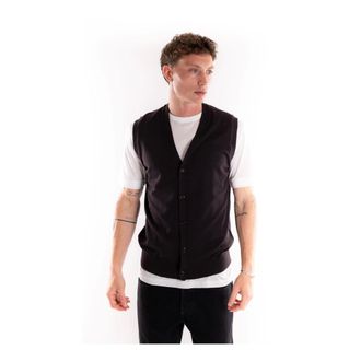 Paolo Pecora Tricot Sans Manches Boutonn&eacute; sur le Devant - Homme - Pulls - Brun - Taille: M