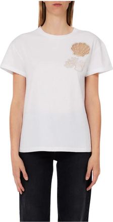 Liu Jo Femme, Tops, Blanc, Taille: 40 FR T-shirt avec broderie ajour&eacute;e