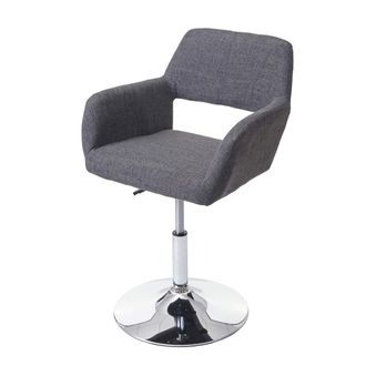 Mendler Esszimmerstuhl HWC-A50 III, Stuhl K&uuml;chenstuhl, Retro 50er Jahre, Stoff/Textil - grau, Chromfu&szlig;