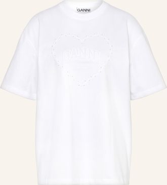 Ganni T-Shirt Mit Schmucksteinen weiss