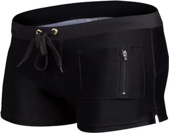 Generic HUIWDP Maillot de bain pour homme avec poche zipp&eacute;e et doublure en maille, Noir, L