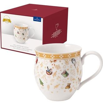 Villeroy & Boch Toys Delight Henkelbecher Gold, Sp&uuml;lmaschinenfest, Mikrowellensicher, Kaffeebecher Weihnachten Toys, Tasse Weihnachtsmotiv, Weihnachtsgeschirr, Weihna
