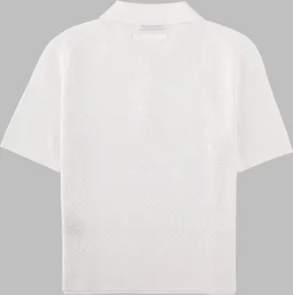 Tory Burch Viscose Pointelle Polo Shirt - White