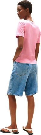 Tommy Hilfiger Damen T-Shirt Kurzarm Slim Cody Rundhalsausschnitt, Rosa (Classic Pink), XL