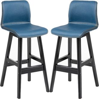 Generic Barhocker mit R&uuml;ckenlehne und Holzbeinen aus Kunstleder, hohe K&uuml;chenst&uuml;hle f&uuml;r Pubs und Caf&eacute;s