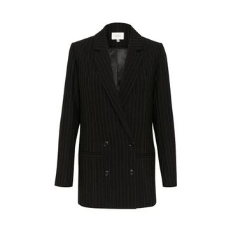 Gestuz Pinstripe Blazer - - Jackets - Damen - Schwarzk - L