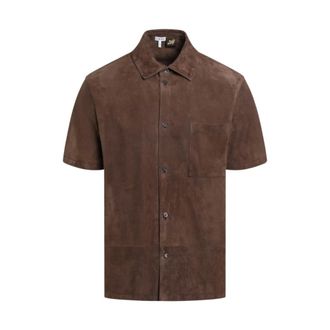Loewe Homme, Chemises, Brun, Taille: M Chemise manches courtes en ch&egrave;vre su&eacute;d&eacute;e
