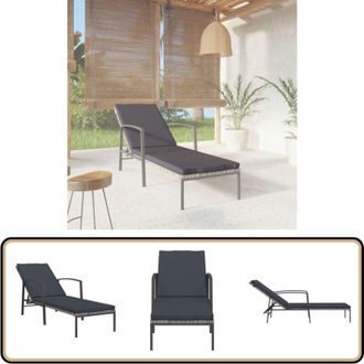 vidaXL Vidaxl - Sonnenliege mit Auflage Poly Rattan Grau - Sonnenliege - Gartenliege - Rattanliege - Outdoor Möbel - Lounge Chair