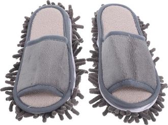 IFUNDOM Pantoufles de Nettoyage en Microfibre Grises Taille S pour Maison Semelles Amovibles en Tissu Plumeau Pantoufles &agrave; Balai Absorbantes pour Sols en Bois