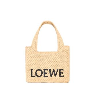 Loewe Mini LOEWE Font Tote en raphia