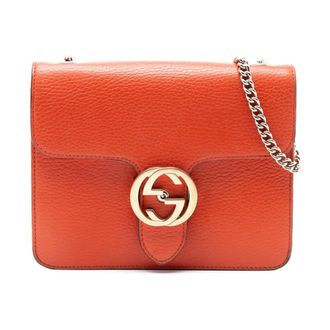 Gucci Sac bandouli&egrave;re en cuir &agrave; cha&icirc;ne Pre-owned - Femme - Pre-owned - Orange - Taille: ONE Size