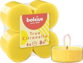 Bolsius Bolsius True Citronella - Maxi Duftteelichter - Citronella - 8 Stück - Brenndauer 8 Stunden - Outdoorkerzen - Natürliches Pflanzenwachs - mit Natürlic