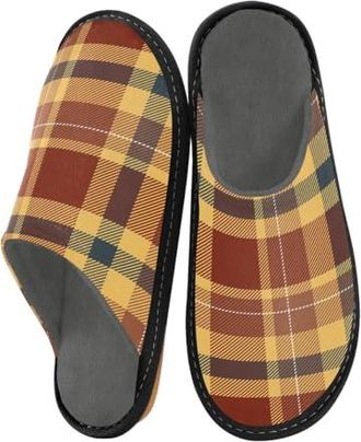 HMZXZ Pantoufles écossaises à motif tartan pour homme et femme - Chaussons dintérieur pour chambre à coucher, voyage, multicolore, 42/44 EU