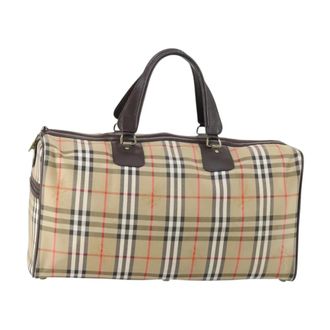 Burberry unisex, Pre-owned, Beige, Taille: ONE Size Sac de voyage Pre-owned Vintage Check en toile et cuir
