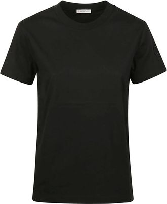 Moncler Femme, Tops, Noir, Taille: 36 FR Embroidery Logo T-Shirt