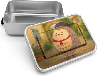Mr. & Mrs. Panda Brotdose Eule Frankreich Design - Geschenk, Eulen, Franz&ouml;sisch, Metallbox, Brotbox Metall, Das Leben Ist sch&ouml;n, gl&uuml;cklich, Lunchbox