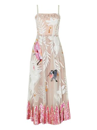 Temperley London robe longue &agrave; fleurs brod&eacute;es - Blanc