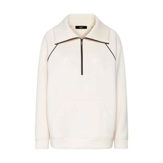 Max Mara SweaT-shirt en jersey de plong&eacute;e &agrave; demi-fermeture &eacute;clair - Femme - Sweatshirts et sweats &agrave; capuche - Blanc - Taille: 36 FR