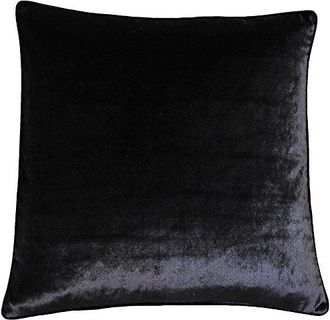 Riva Paoletti Luxe Velvet Kissenbezug, Polyester, Schwarz, 55 x 55cm