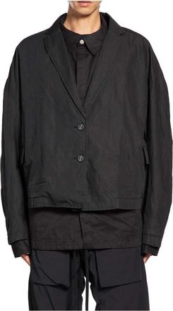 Thom Krom Homme, Vestes, Noir, Taille: L Veste en Toile de Coton Lurex Noire