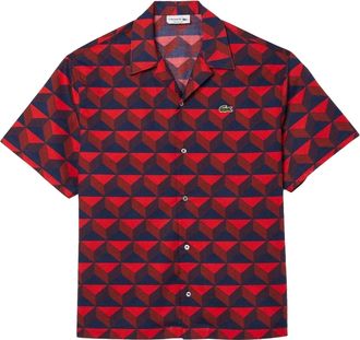 Lacoste Hemd f&uuml;r Herren, Bio-Baumwolle, leger, kurz&auml;rmlig (Bunt)