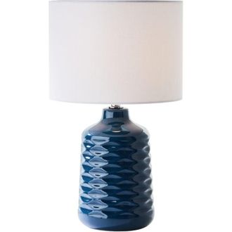Brilliant Ilysa lampe &agrave; poser 42cm bleu/blanc, c&eacute;ramique/m&eacute;tal/textile, 1x D45, E14, 40 w