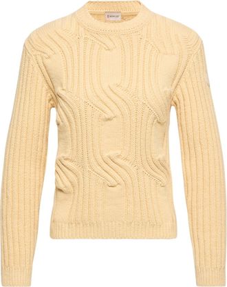 Moncler Moncler Pull En Coton M&eacute;lang&eacute; &Agrave; Maille Cha&icirc;ne, Femme, Blanc, Taille: Xl
