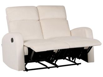 Beliani Manuell verstellbares 2-Sitzer Sofa Samt cremewei&szlig; Relaxfunktion modern Verdal