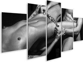 Islandburner Bild auf Leinwand Paar im Bett sinnlich erotisch schwarz weiss Bilder Wandbilder 170x80cm