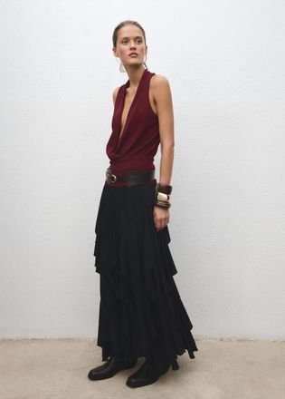 Mango Strick-Top mit V-Ausschnitt braun - Damen - XS - MANGO