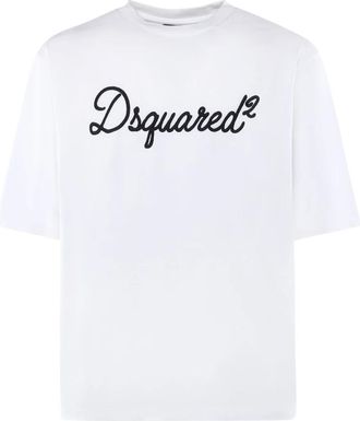 Dsquared2 Homme, Tops, Blanc, Taille: XL Logo T-Shirt