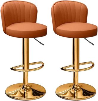 Generic Barhocker-Set (2Er-Set) mit Verstellbarer H&ouml;he, R&uuml;ckenlehne und Fu&szlig;st&uuml;tze - Gepolsterte Sitze, Robustes, Schwarz-Silbernes Metallgestell