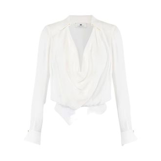 Elisabetta Franchi Femme, Blouses et Chemises, Blanc, Taille: 42 FR Blouses