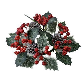 Generic Weihnachtskerzenringe - Feiertagskerzenkr&auml;nze, festlicher Tischaufsatz | Weihnachten k&uuml;nstliche rote Beeren Tannenzapfen K&uuml;chenschrank Kr&auml;nze, Weihnac
