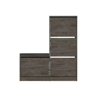 Dmora Dmor Schuhschrank Alpherg Braun 105x26x119cm, 8 Paare, 4 T&uuml;ren