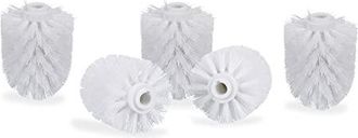 Relaxdays WC Bürstenkopf im 5er Set, lose Toilettenbürsten, 12mm Gewinde, Ersatzbürstenkopf Durchmesser 7 cm, weiß, 7 x 7 x 9 cm