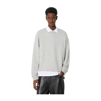 Woolrich Homme, Sweatshirts et sweats &agrave; capuche, Gris, Taille: M Logo Script Crewneck