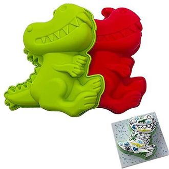 Generic Stück Dino Backform Dinosaurier Silikonformen Cartoon 3D Kuchenform Silikon Flexibles Dinokuchen Dinotorte Party Geburtstage