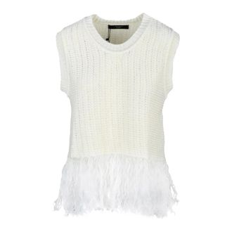Max Mara Gilet en Tricoat - Femme - Pulls - Blanc - Taille: 42 FR