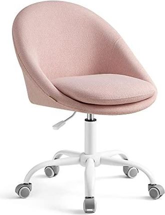 Songmics Homeoffice Stuhl, Schminkstuhl aus Baumwoll-Leinen-Mischgewebe, Schreibtischstuhl, Schaumstoffpolsterung, höhenverstellbar, für Arbeitszimmer, Schlafz